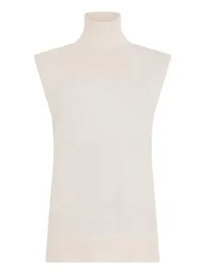 TOTEME TOTÊME High-Collar Sleeveless Sweater White