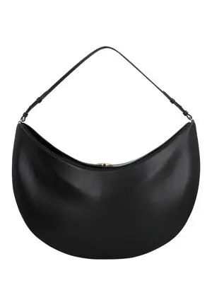 Jacquemus Ovalo Large Hobo Handbag In Smooth Calf Leather - Black