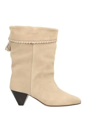 Isabel Marant Étoile Isabel Marant Draped Suede Boots With Braided Detailing And Cone Heel Sand