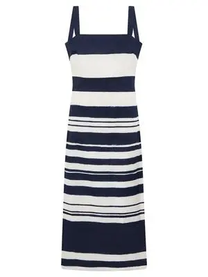 Veronica Beard Striped Midi Dress - Black