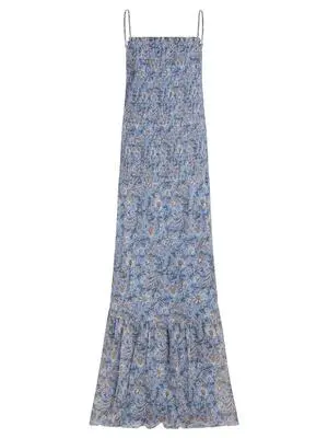 VERONICA BEARD Veronica Beard Floral Print Maxi Dress With Draped Hem