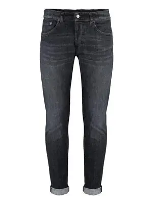 DONDUP DONDUP Washed Stretch Cotton Jeans With Cuffed Ankles Grey