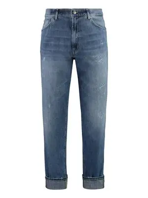 DONDUP DONDUP Paco Slim Fit Distressed Jeans With Cuffed Hem Denim