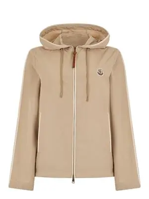 Moncler Sarracenia Hooded Jacket With Logo Detail - Beige