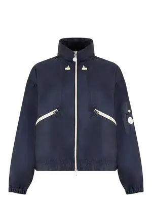 Moncler Zip-up Water-resistant High Collar Jacket - Blue