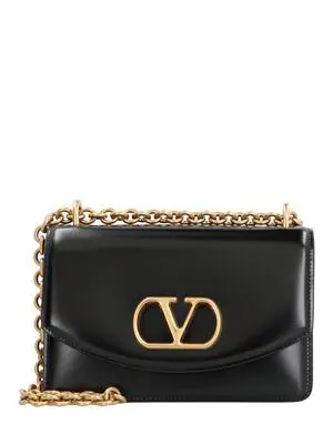 Valentino Garavani Vain Mini Calf Leather Crossbody Bag - Black