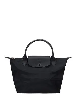 Longchamp Nylon Handbag With Leather Inserts - Black