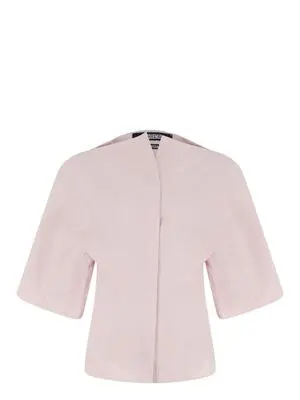 Jacquemus Cotton Poplin Blouse With Wide Sleeves And Classic Collar - Pink