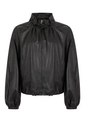 MARANT ETOILE Skin-effect Zip-up Jacket With Drawstring Collar - Black
