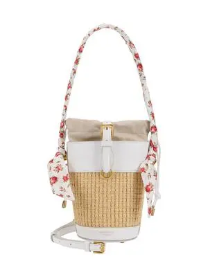 Dolce & Gabbana Fabric And Leather Bucket Bag With Floral Accents - Multicolor