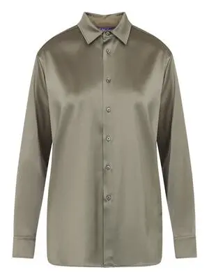 Ralph Lauren Adrien Satin Acetate Blend Shirt - Brown