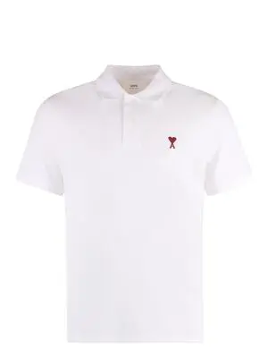 AMI Paris De Caur Organic Cotton Piqué Polo Shirt - White