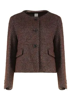 Aspesi Short Cut Button-front Jacket Sweater With Flap Pockets - Brown
