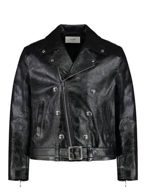 Celine Calf Leather Biker Jacket - Black