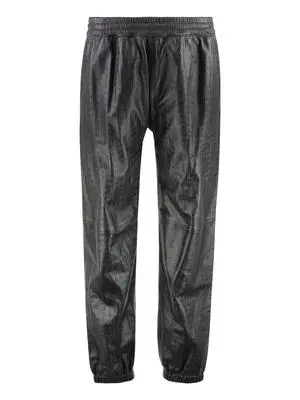 Givenchy 4g Motif Lamb Leather Pants With Elastic Waistband - Black