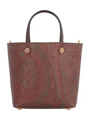 Etro Paisley Jacquard Mini Tote Handbag With Suede Lining - Brown