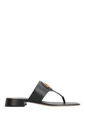 Valentino Garavani Vlogo Signature Leather Slide Sandals - Black