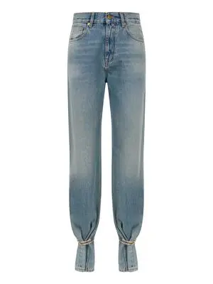 DARKPARK Straight Leg Jeans With Jewel Detail - Light Blue