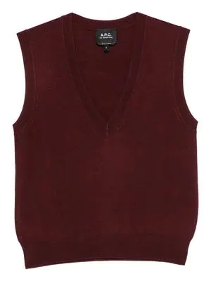 A.p.c. V-neck Virgin Wool Vest - Rosso