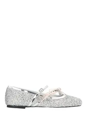 JIMMY CHOO Loli Ballet Flats With Crystal-embellished Double Straps - Silver