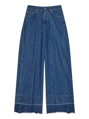 Givenchy GIVENCHY Mid-Rise Wide-Leg Jeans With Contrast Leather Label Blu