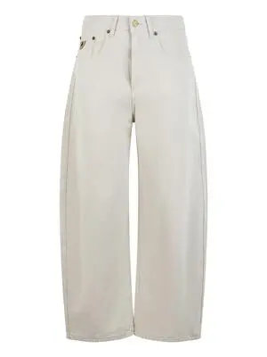 LOIS High-waisted Wide Leg Cotton-linen Blend Jeans - Sand