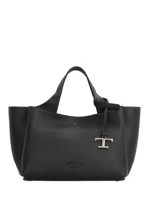TOD`S Tod's Pebbled Calfskin Mini Leather Handbag - Black