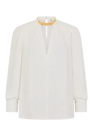 Elisabetta Franchi Viscose Blouse With Jewel Collar - White