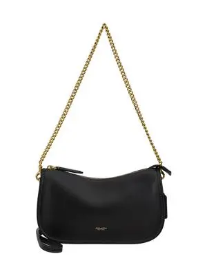 COACH Waverly Leather Shoulder Handbag With Gold Chain Strap - Black