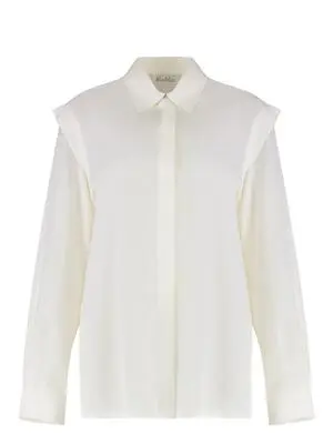 Max Mara Zirlo Silk Shirt With Side Slits - White
