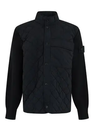 STONE ISLAND STONE ISLAND Quilted Jacket With High Collar And Long Knitted Sleeves
