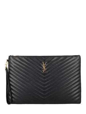 SAINT LAURENT SAINT LAURENT Quilted Leather Pouch With Logo Detail