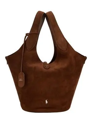 Polo Ralph Lauren Suede Leather Tote Handbag - Brown