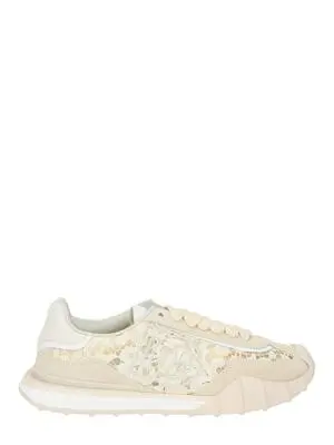 Dolce & Gabbana Lace Insert Low-top Sneakers - Beige