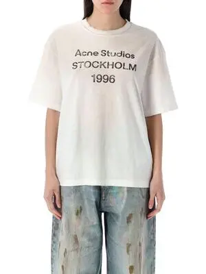 Acne Studios Acne Studios Organic Cotton & Hemp T-Shirt With Distressed Rib Trims Bianco