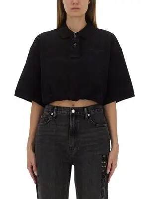 Alexander Wang Cropped Polo Shirt - Black