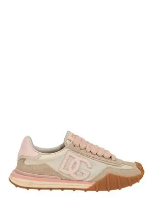 Dolce & Gabbana Lightweight Fabric Athletic Sneakers With Rubber Sole - Beige