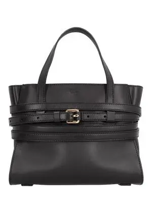 Moschino Tie Detailed Leather Mini Handbag With Gold-tone Hardware - Black