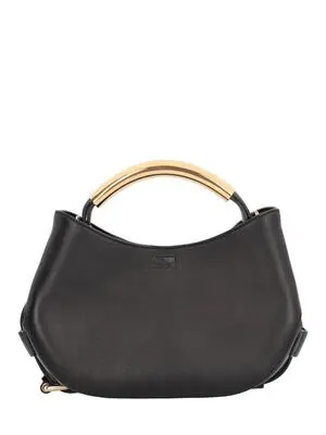 Moschino Mini Leather Handbag With Decorated Handle - Black