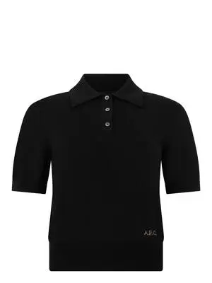 A.p.c. Short-sleeved Cotton Knit Polo - Black