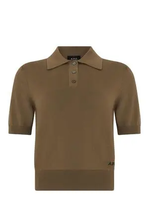 A.p.c. A. P.c. Fine Knit Cotton Polo Shirt With Classic Collar Khaki