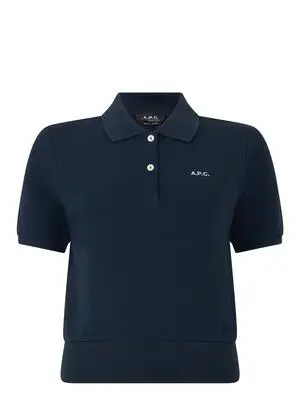 A.p.c. Soft Cotton Short-sleeve Polo Shirt With Embroidered Chest Logo - Blue