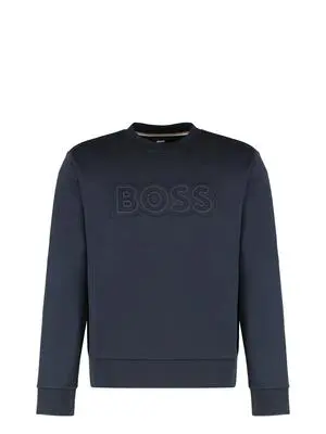 BOSS Logo Detail Cotton Sweatshirt - Blue