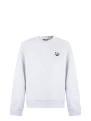 A.p.c. Cotton Crewneck Sweatshirt With Embroidered Logo - Heather Grey
