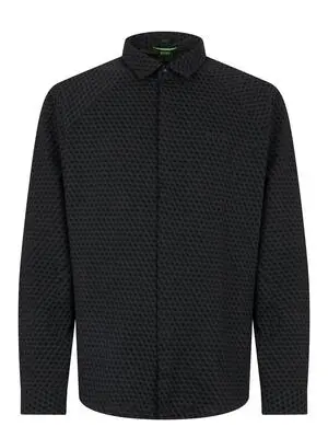 BOSS Printed Cotton Dress Shirt For - Black