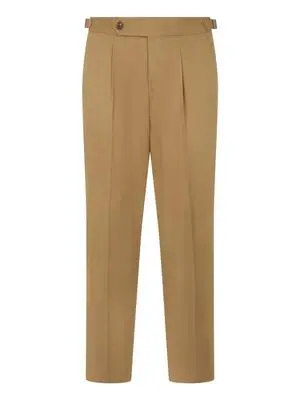 BOSS Tailored Straight-leg Cotton Blend Trousers - Beige