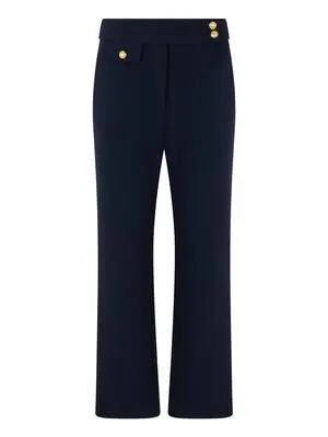 Veronica Beard Slim Fit Tailored Trousers With Decorative Buttons - Blue