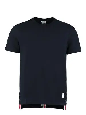 Thom Browne Thom Browne Piqué Cotton T-Shirt Blue