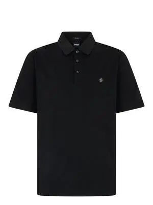 BOSS Short Sleeve Cotton Polo With Classic Collar - Black