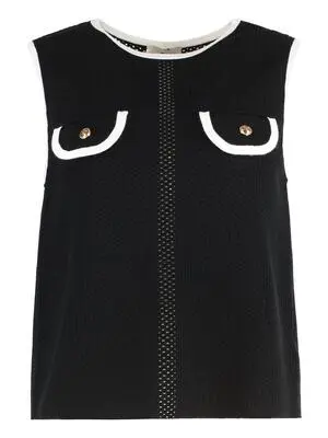 Elisabetta Franchi Tank Top With Flap Pockets And Back Bows - Black